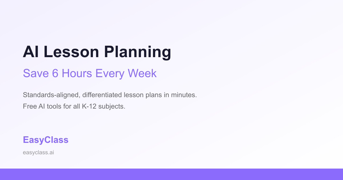 Free AI Lesson Planning for Teachers — Plans in 30 Seconds