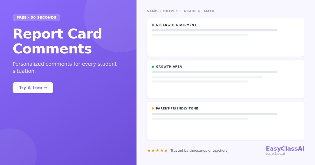 Free AI Report Card Comment Generator — EasyClass