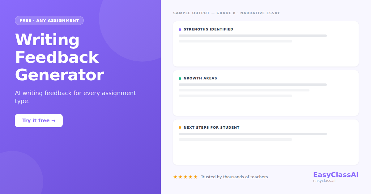 Free AI Writing Feedback Generator for Teachers — EasyClass
